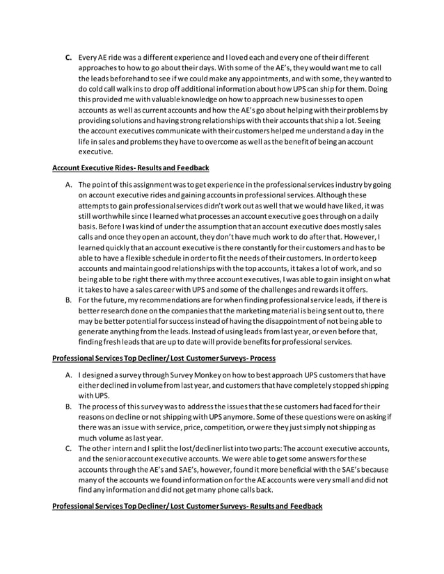 UPS Internship final write up | DOCX