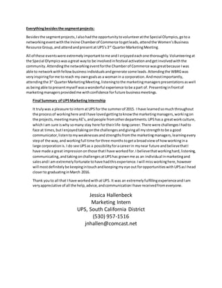 UPS Internship final write up | DOCX