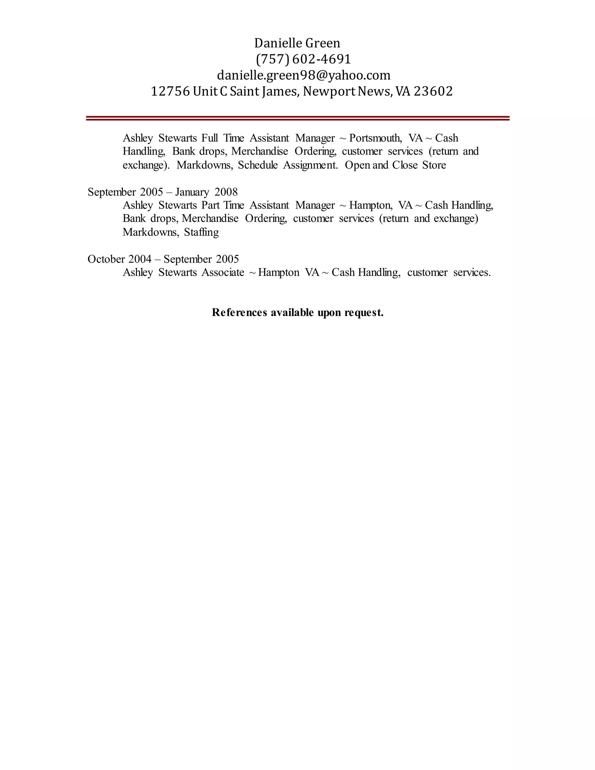 Danielle Green Resume.doc2015 (2) | DOCX