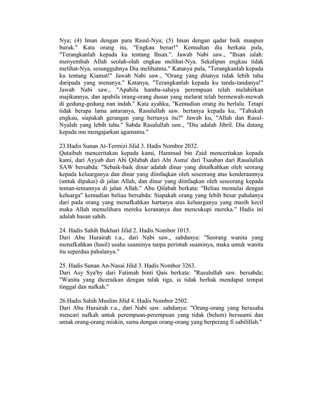 72 Hadis Mengenai Nafkah | PDF