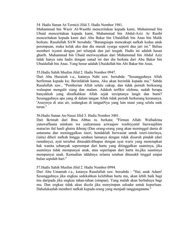 72 Hadis Mengenai Nafkah | PDF