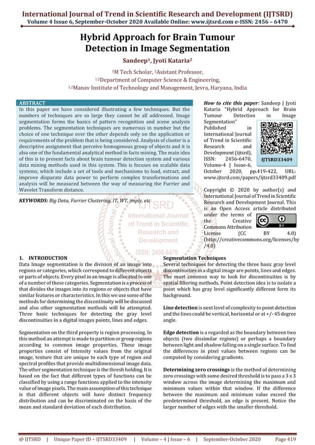 Hybrid Approach for Brain Tumour Detection in Image Segmentation | PDF | Computing | Technology ...
