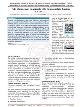 Pain Management in Amavata with Rasnasapataka Kashaya | PDF