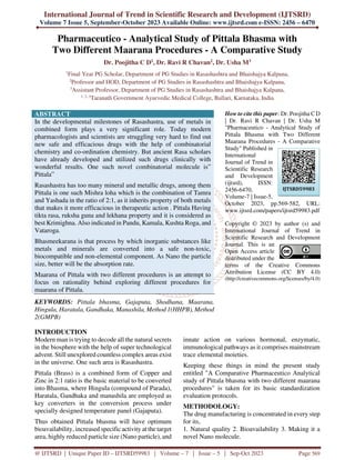 Pharmaceutico Analytical Study of Pittala Bhasma with Two Different ...