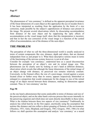 Size Constancy and the problem of Perceptual Spaces, Maturana & Varela, 1972 | PDF