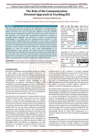 The Role of the Communication Oriented Approach in Teaching EFL | PDF