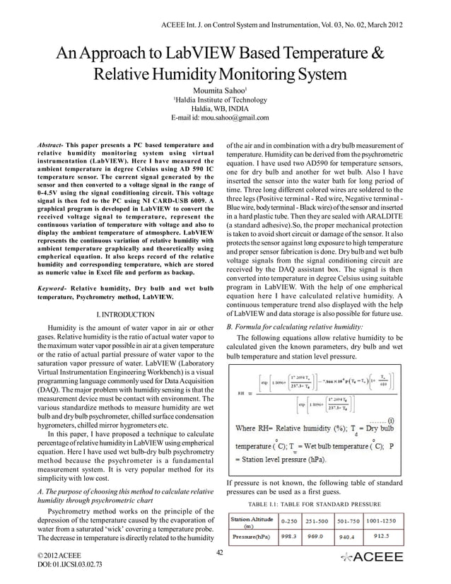 An Approach to LabVIEW Based Temperature & Relative Humidity Monitoring System | PDF