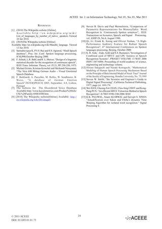 Marathi Isolated Word Recognition System using MFCC and DTW Features | PDF