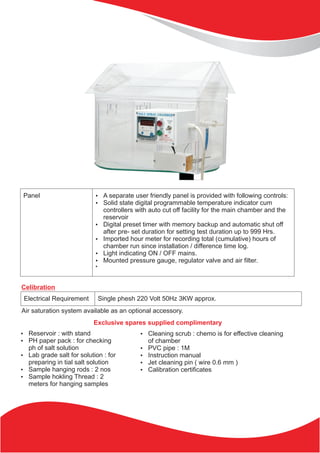Testing/Manufacture/salt spray chamber | PDF