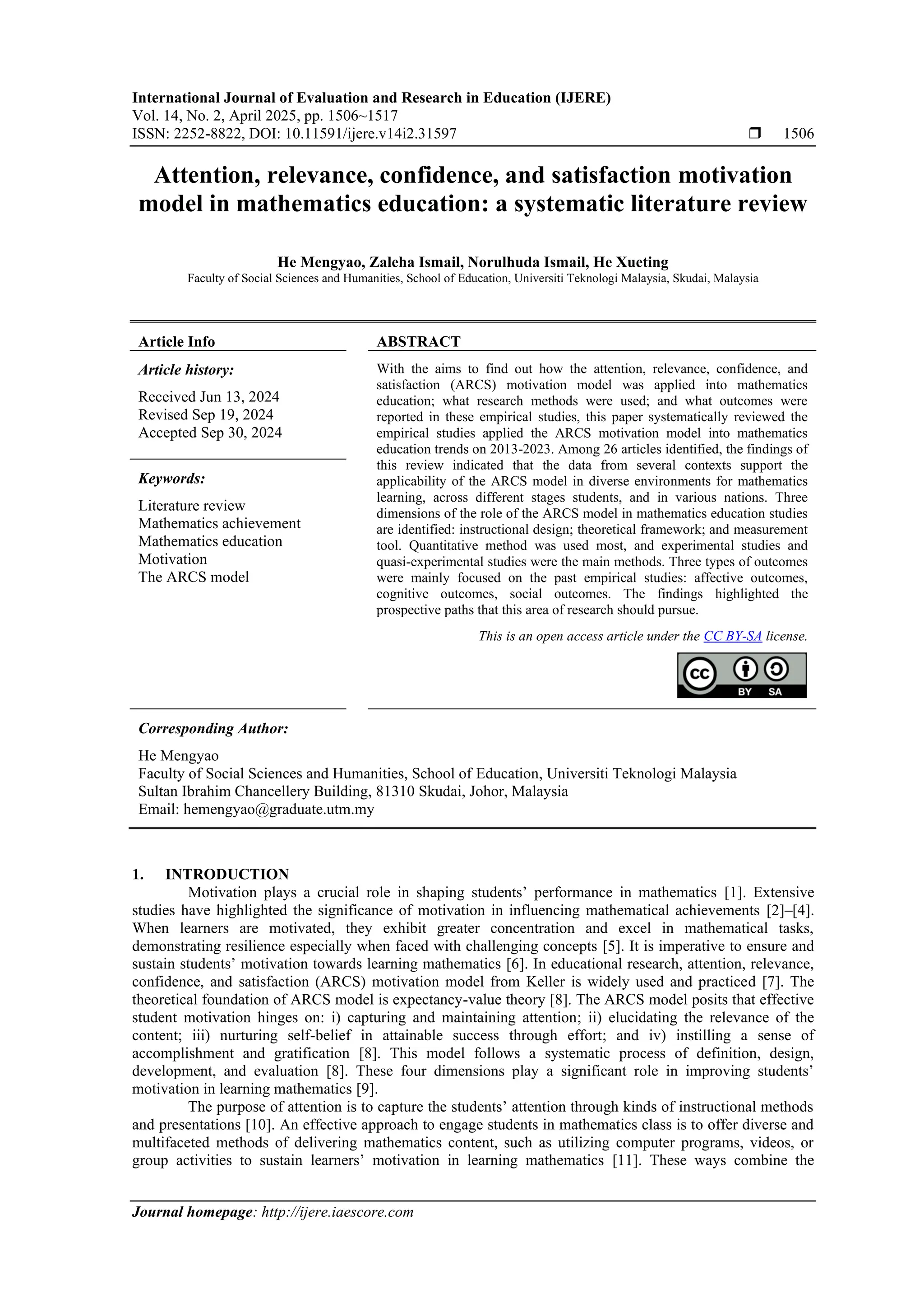 Attention, relevance, confidence, and satisfaction motivation model in ...