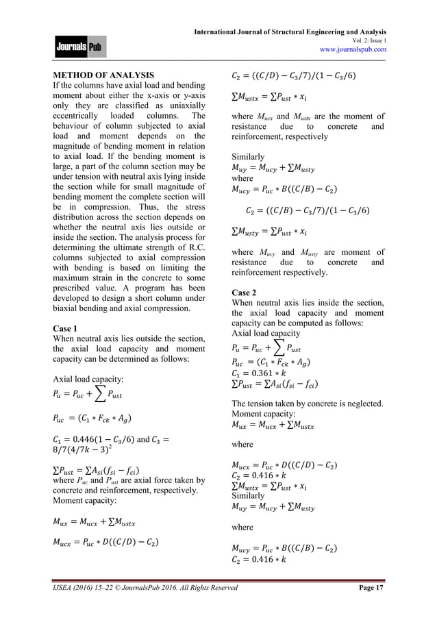Analysis and Design of Rectangular and L-Shaped Columns Subjected to Axial Load and Biaxial ...