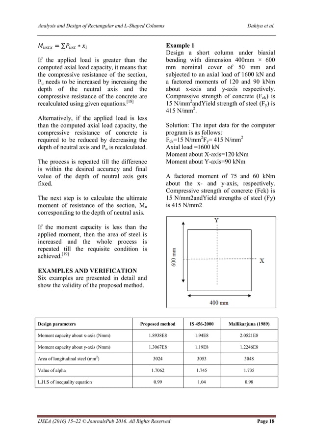 Analysis and Design of Rectangular and L-Shaped Columns Subjected to Axial Load and Biaxial ...