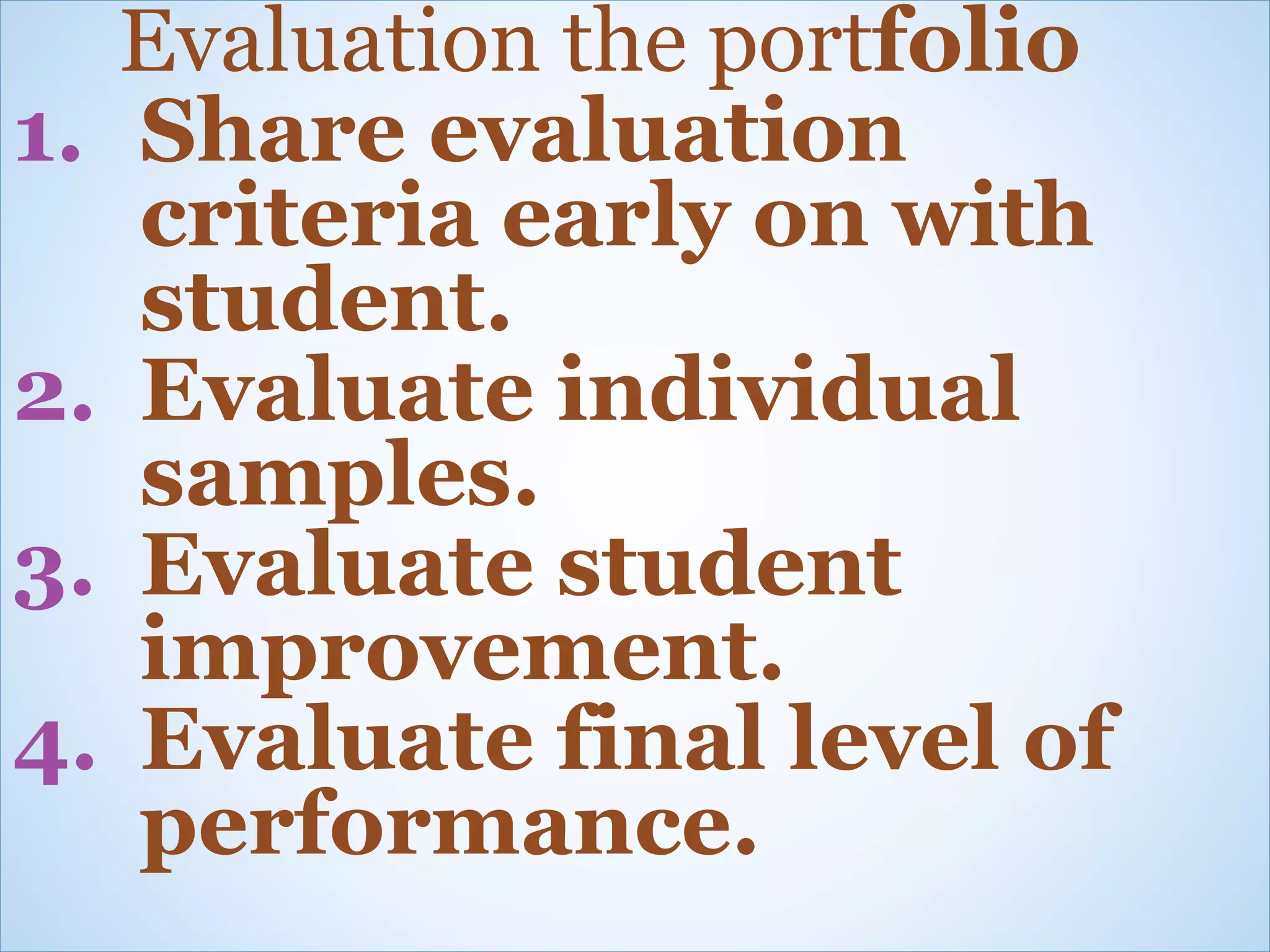 Evaluation Criteria for Portfolio | PPTX