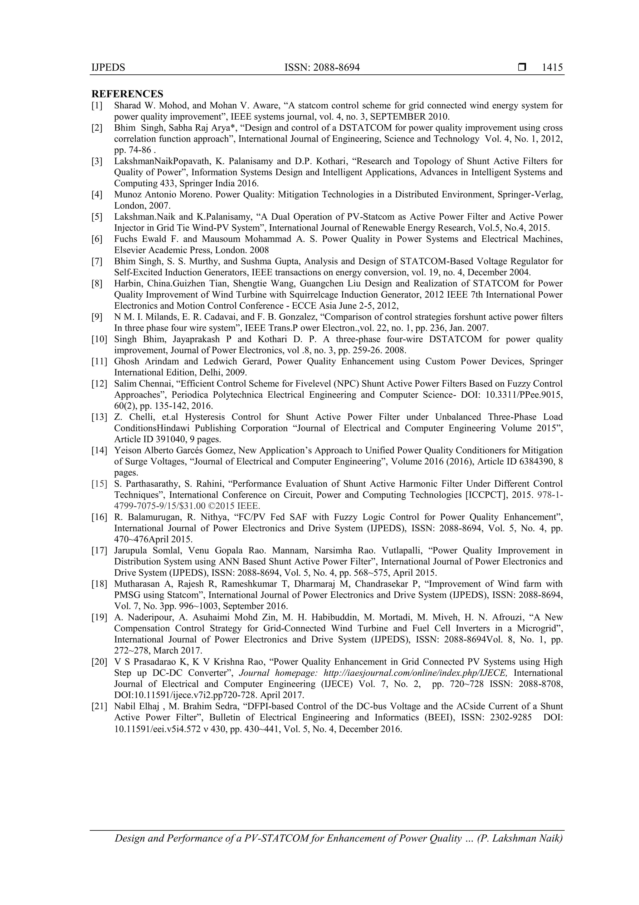 Design and Performance of a PV-STATCOM for Enhancement of Power Quality in Micro Grid ...