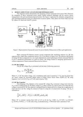 Design and Performance of a PV-STATCOM for Enhancement of Power Quality in Micro Grid ...