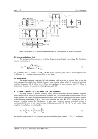 Design and Performance of a PV-STATCOM for Enhancement of Power Quality in Micro Grid ...