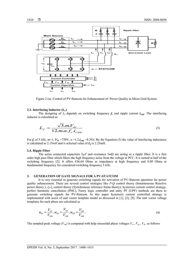 Design and Performance of a PV-STATCOM for Enhancement of Power Quality in Micro Grid ...
