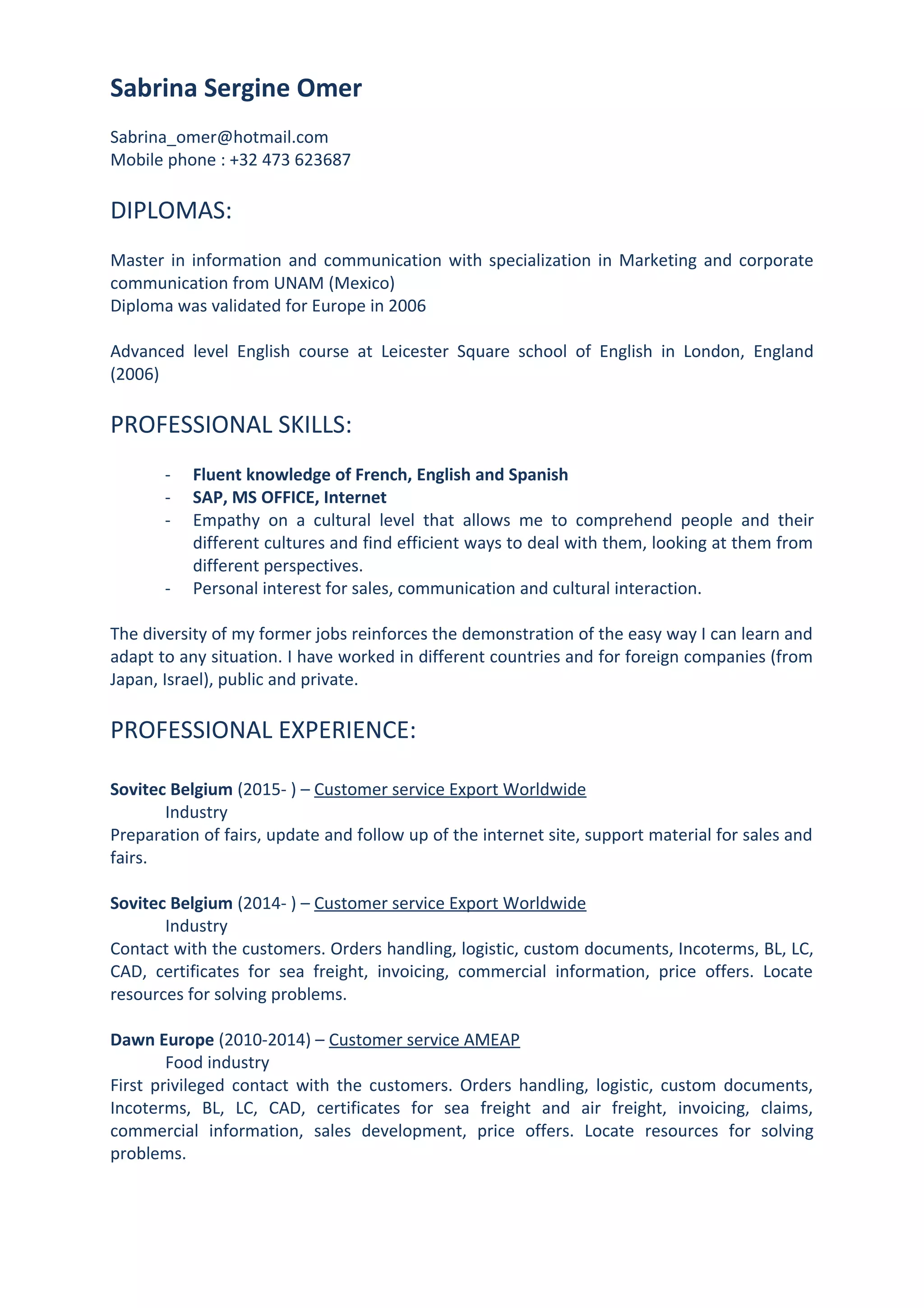 Sabrina Omer - Resume | PDF