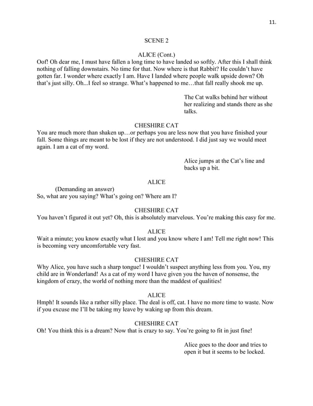 Alice-In-Wonderland-Script | PDF | Cats | Pets
