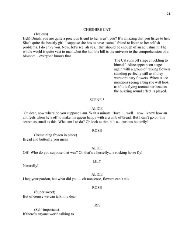Alice-In-Wonderland-Script | PDF | Cats | Pets