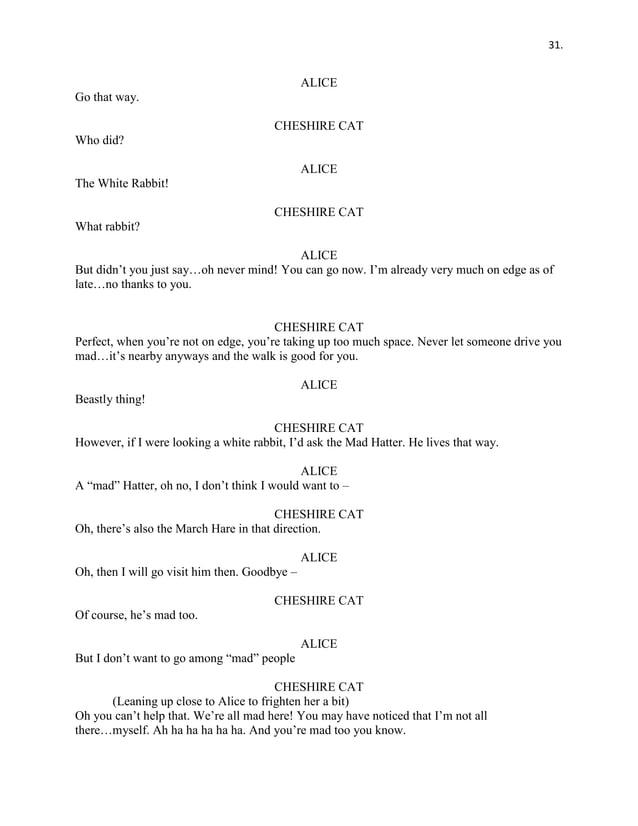 Alice-In-Wonderland-Script | PDF | Cats | Pets