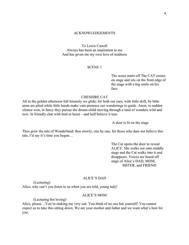 Alice-In-Wonderland-Script | PDF | Cats | Pets