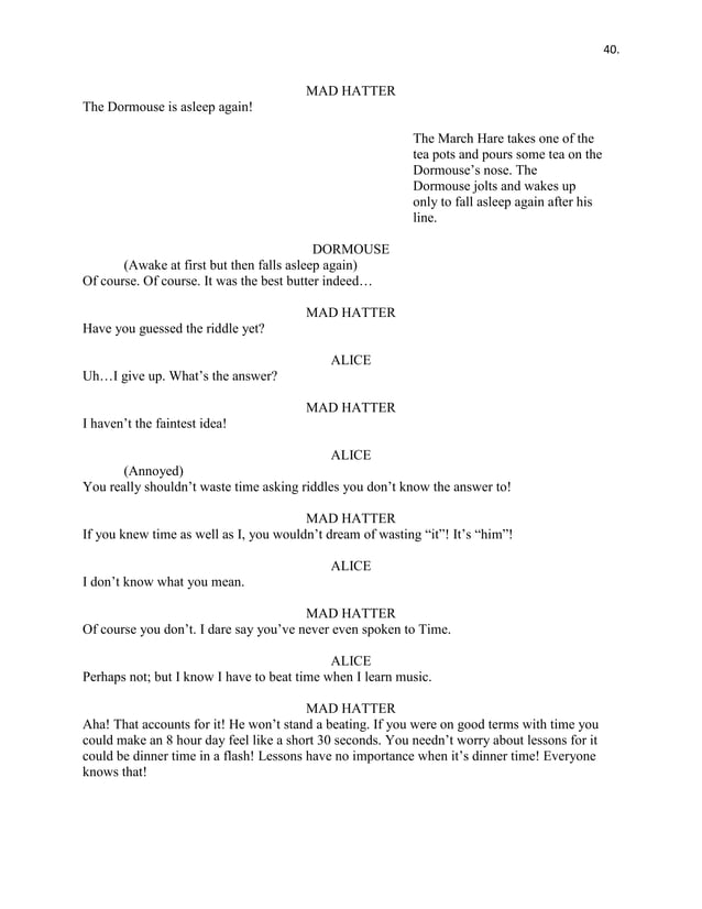 Alice-In-Wonderland-Script | PDF | Cats | Pets