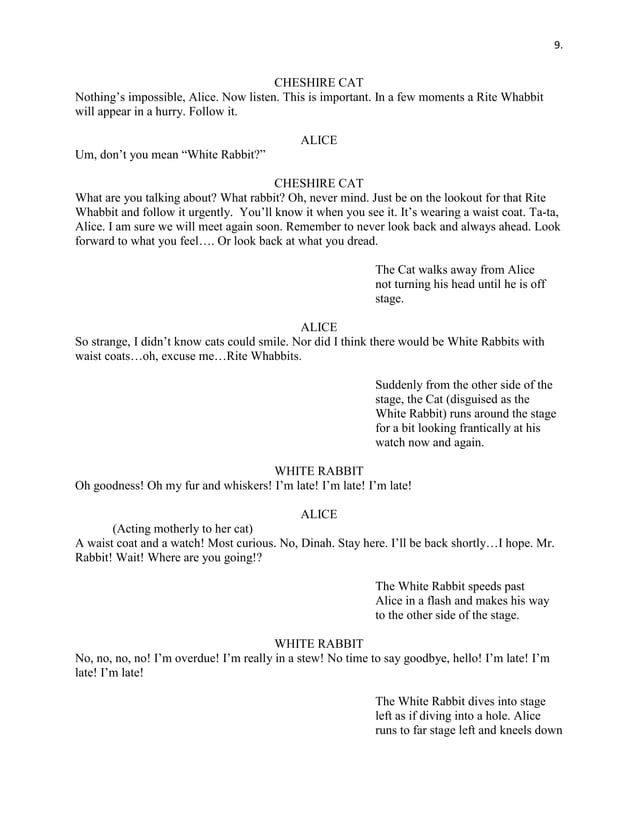 Alice-In-Wonderland-Script | PDF | Cats | Pets