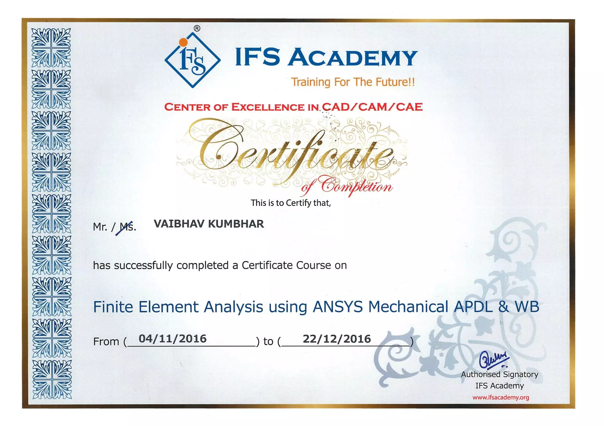 ANSYS Certificate | PPT
