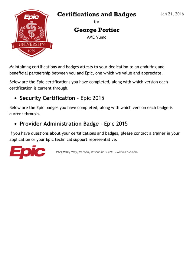Epic Certification Status | PDF | Automotive