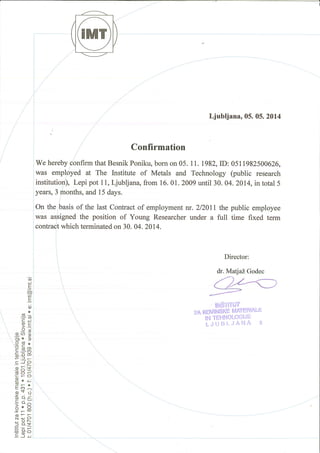 Confirmation of Work Experience | PDF