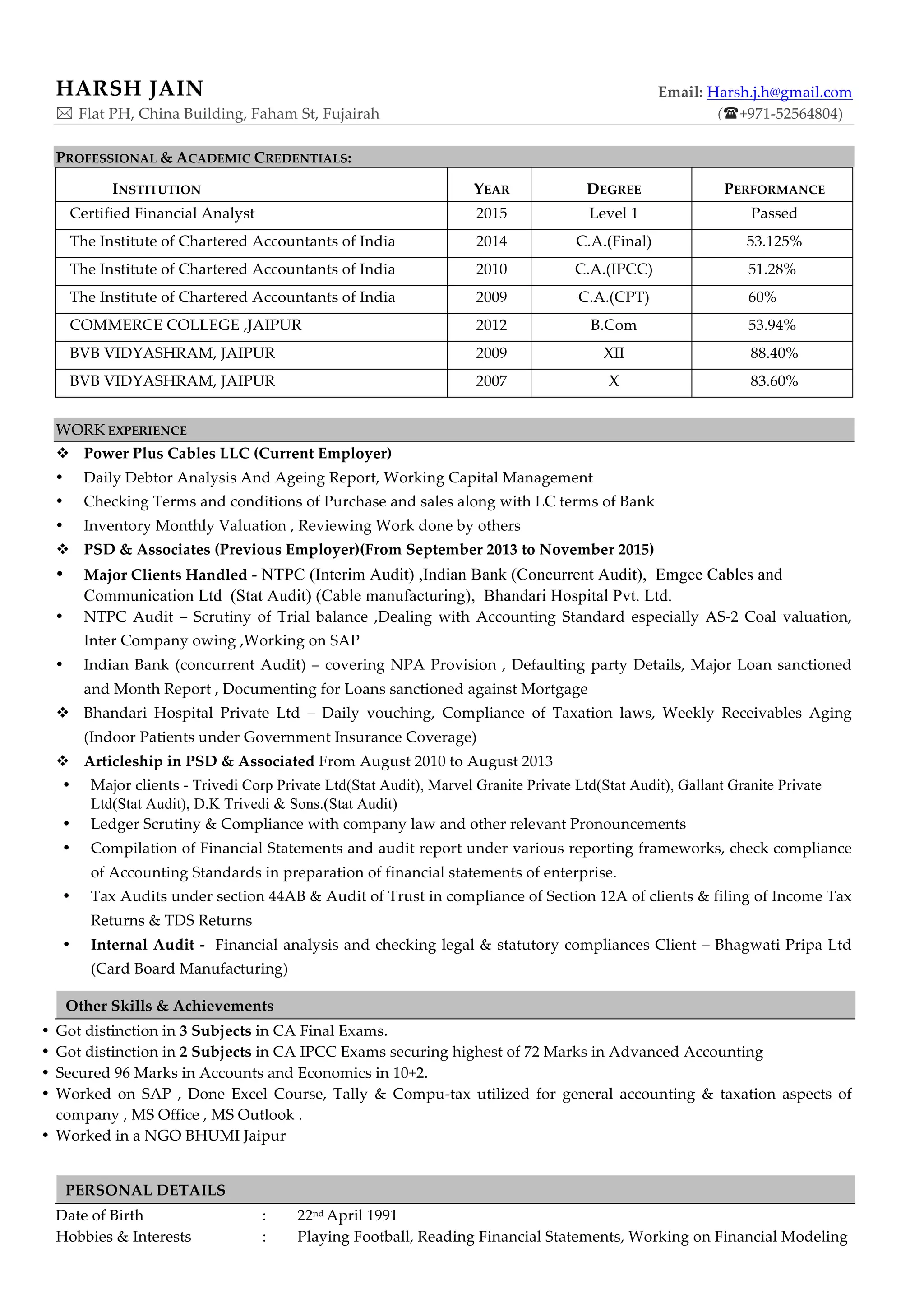 HARSH JAIN RESUME | PDF