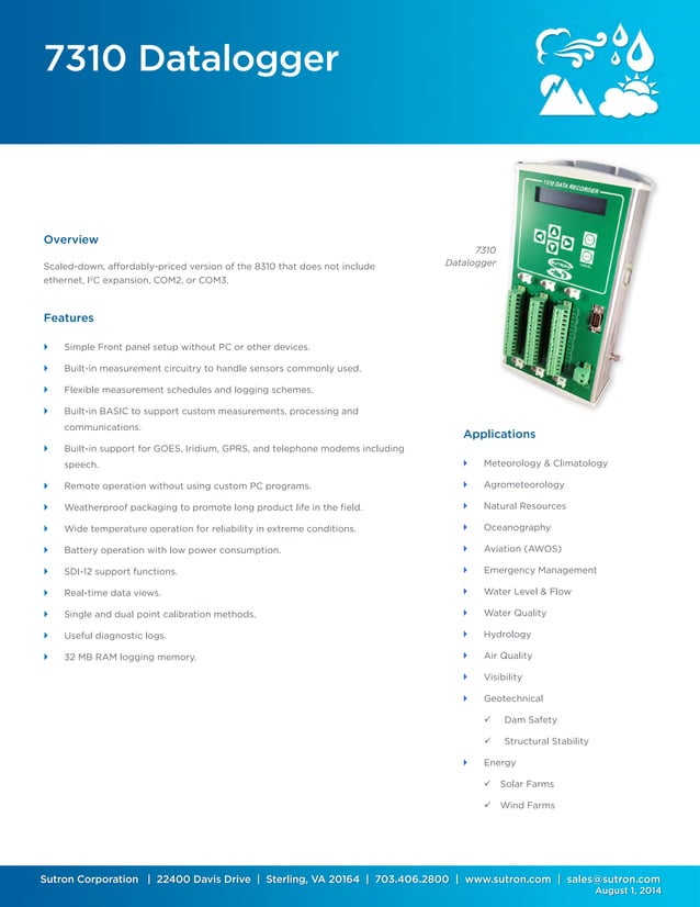 7310 Data Logger Datasheet | PDF | Computer Networking | Computing
