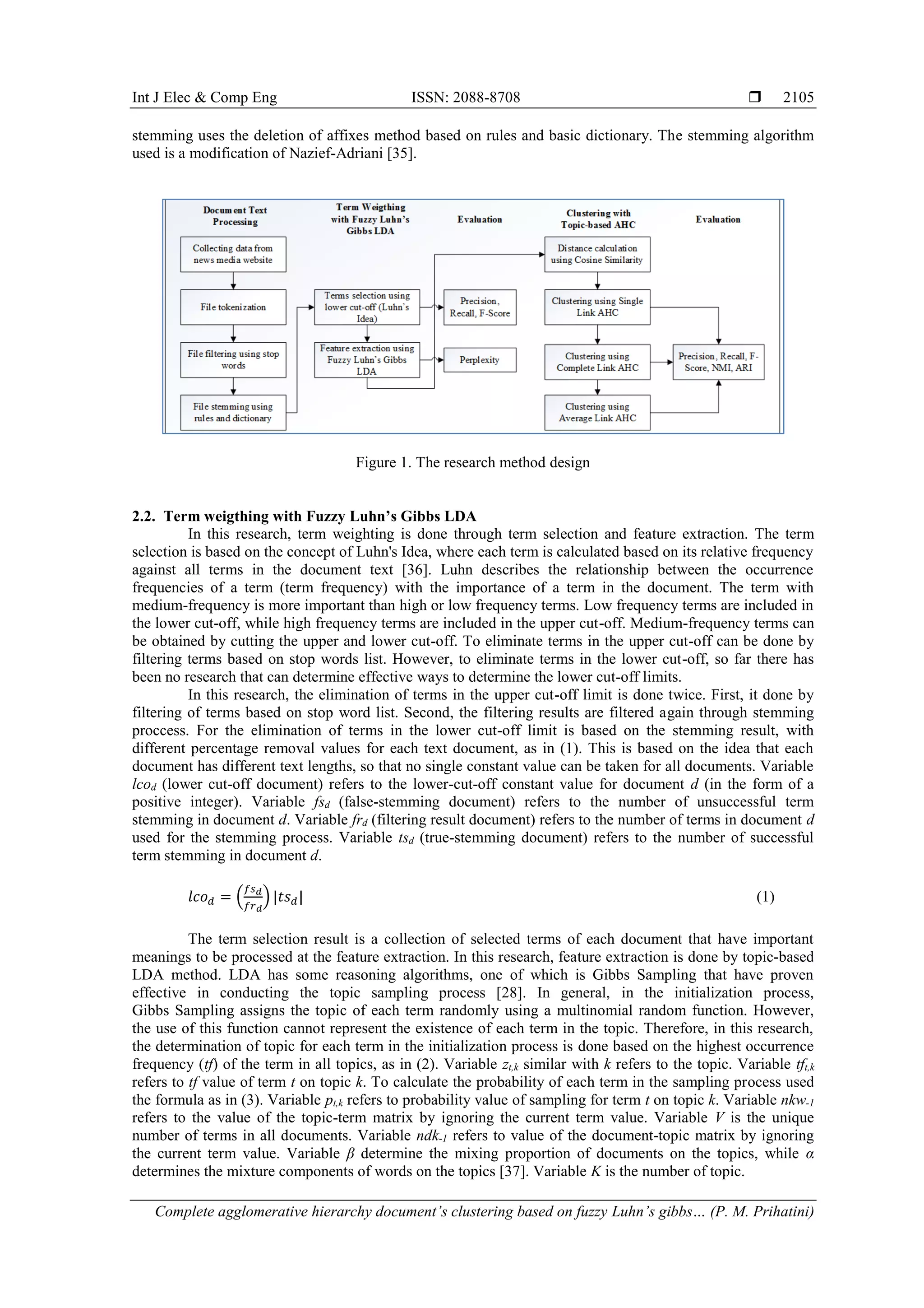 Complete Agglomerative Hierarchy Documents Clustering Based On Fuzzy Luhns Gibbs Latent
