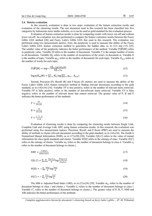 Complete agglomerative hierarchy document’s clustering based on fuzzy luhn’s gibbs latent ...