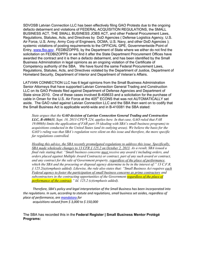 SDVOSB LATVIAN CONNECTION LLC STATEMENT | PDF
