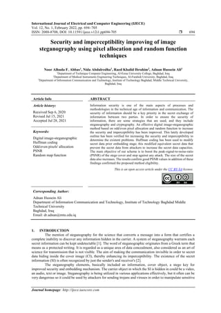 Security and imperceptibility improving of image steganography using ...