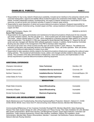 Resume Purcell 0916 | DOC | Computer Networking | Computing
