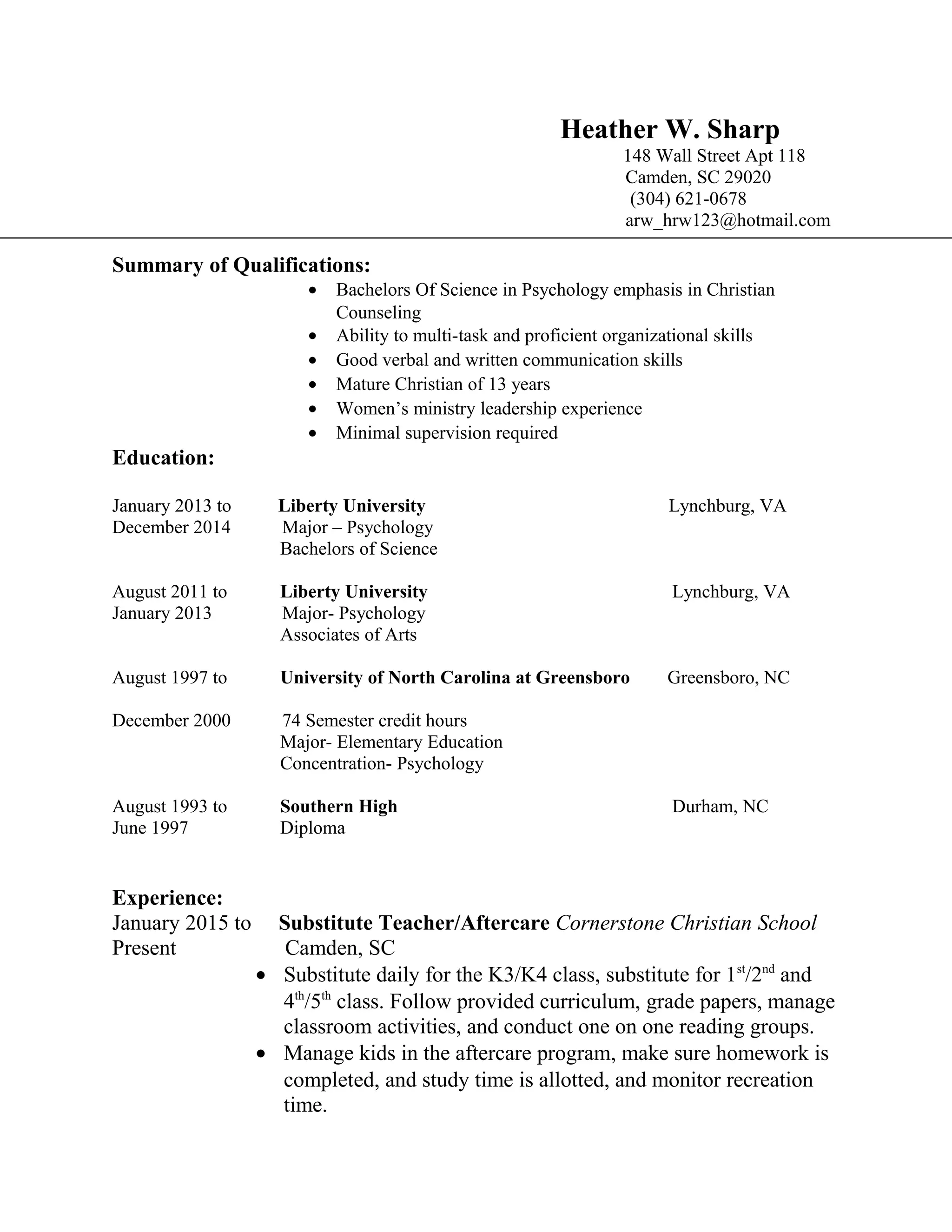 Heather Sharp Resume | DOC | Special Education | Education