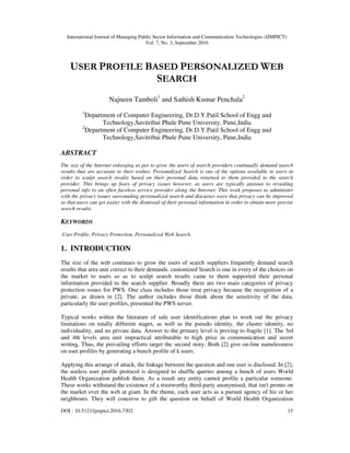 USER PROFILE BASED PERSONALIZED WEB SEARCH | PDF