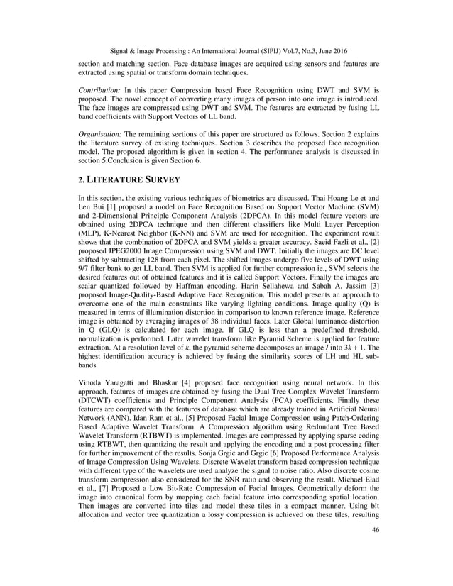 COMPRESSION BASED FACE RECOGNITION USING DWT AND SVM | PDF