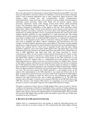 FOLDED ARCHITECTURE FOR NON CANONICAL LEAST MEAN SQUARE ADAPTIVE DIGITAL FILTER USED IN ECHO ...