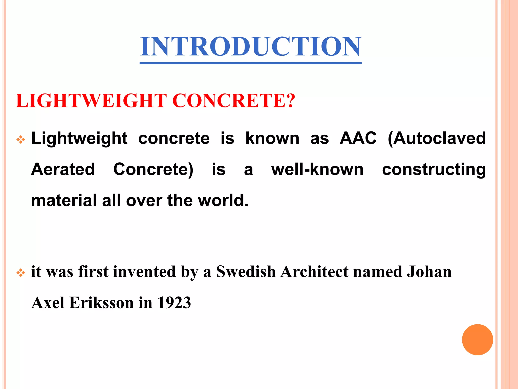 light weight concrete | PPTX
