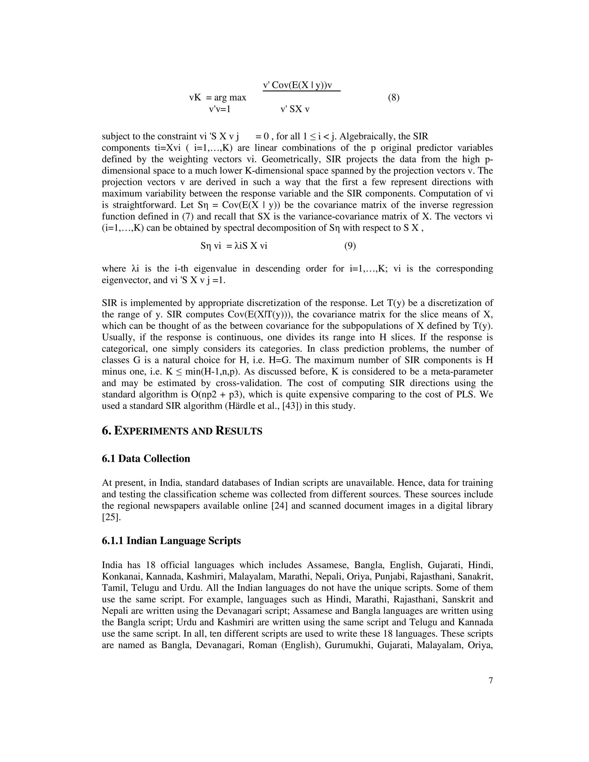 DIMENSION REDUCTION FOR SCRIPT CLASSIFICATION- PRINTED INDIAN DOCUMENTS | PDF