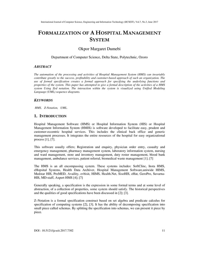 Formalization of a Hospital Management System | PDF