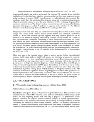 DESIGN OF PID CONTROLLERS INTEGRATOR SYSTEM WITH TIME DELAY AND DOUBLE INTEGRATING PROCESSES | PDF