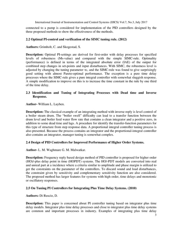 DESIGN OF PID CONTROLLERS INTEGRATOR SYSTEM WITH TIME DELAY AND DOUBLE INTEGRATING PROCESSES | PDF