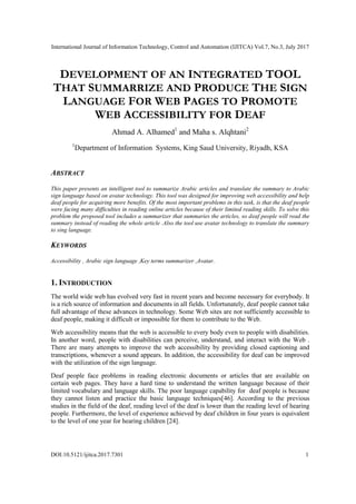 DEVELOPMENT OF AN INTEGRATED TOOL THAT SUMMARRIZE AND PRODUCE THE SIGN LANGUAGE FOR WEB PAGES TO ...