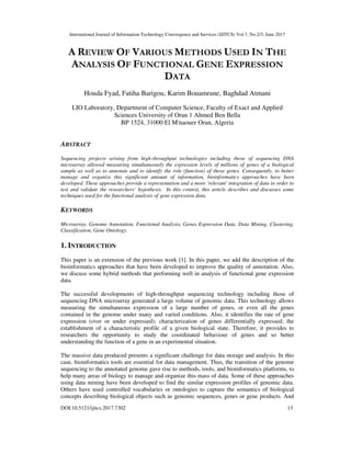 A Review of Various Methods Used in the Analysis of Functional Gene ...