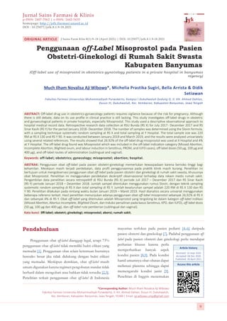 Penggunaan off-Label Misoprostol pada Pasien Obstetri-Ginekologi di ...